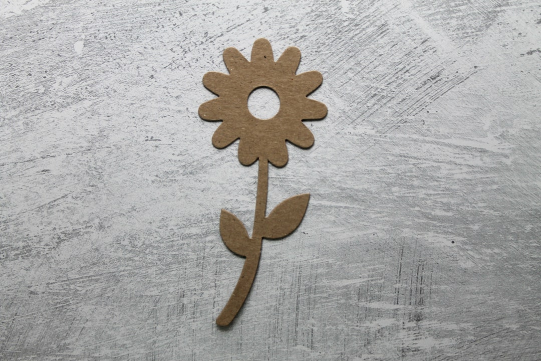 4 Chipboard Flower Die Cut - Bare Chipboard Tall Flower 4 5/8" Tall X 2 ...