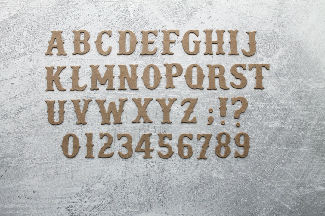 1" Letter Die Cuts - Vintage Font Uppercase Chipboard Alphabet or ...