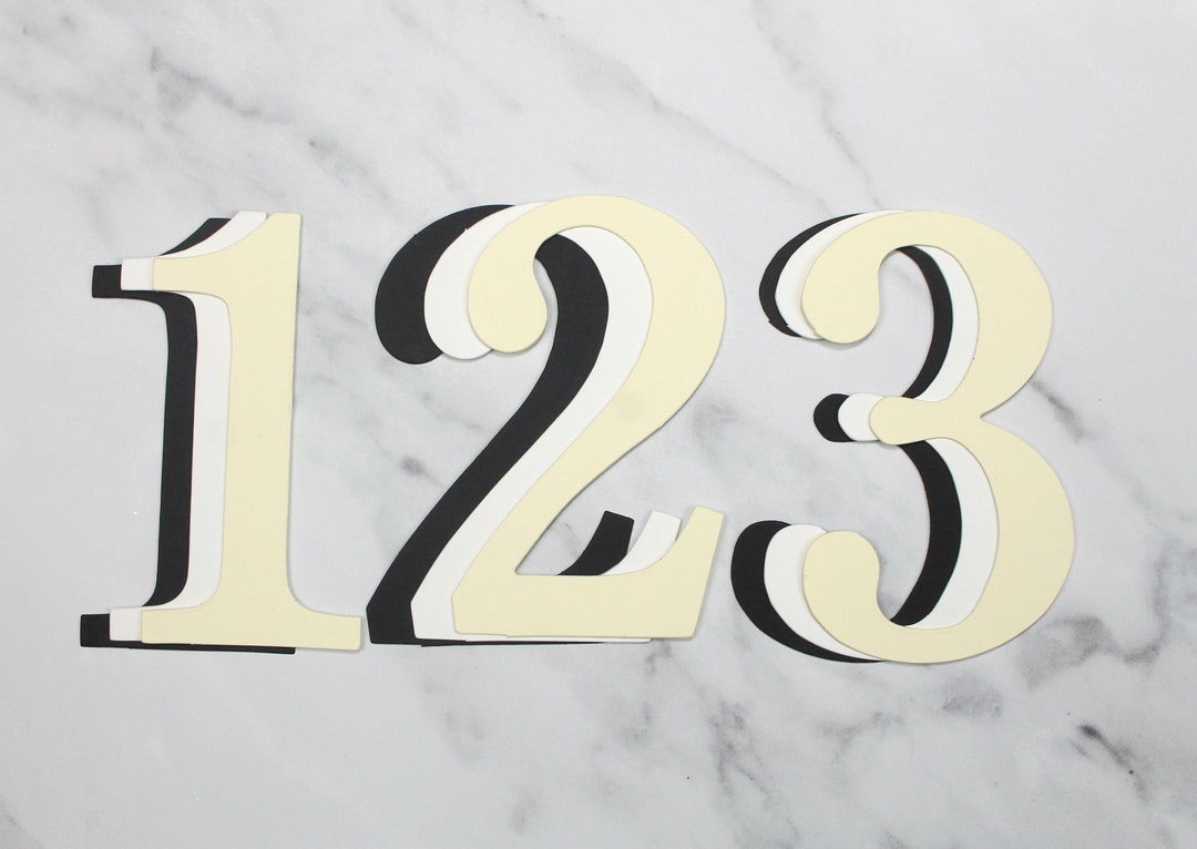 4" Paper Wedding Table Numbers - Paper Die Cut Number Sets - Black ...