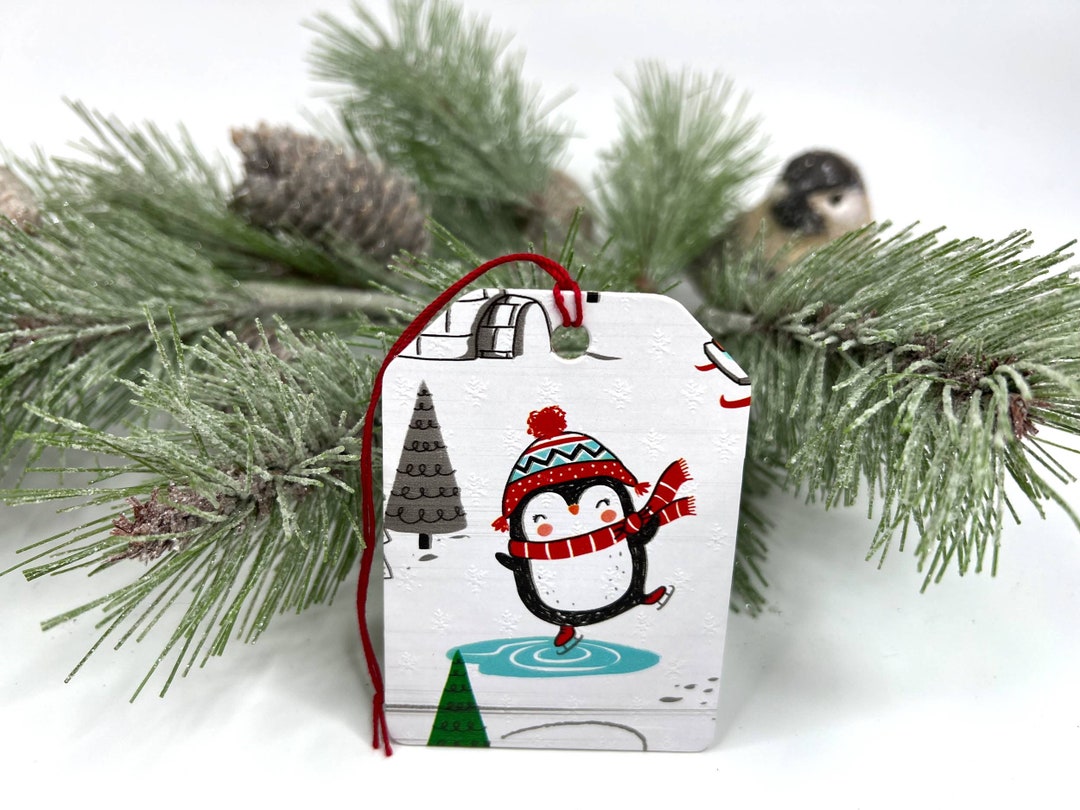 8 Fun Penguin Christmas Gift Tags Large Tags With Penguin & - Etsy
