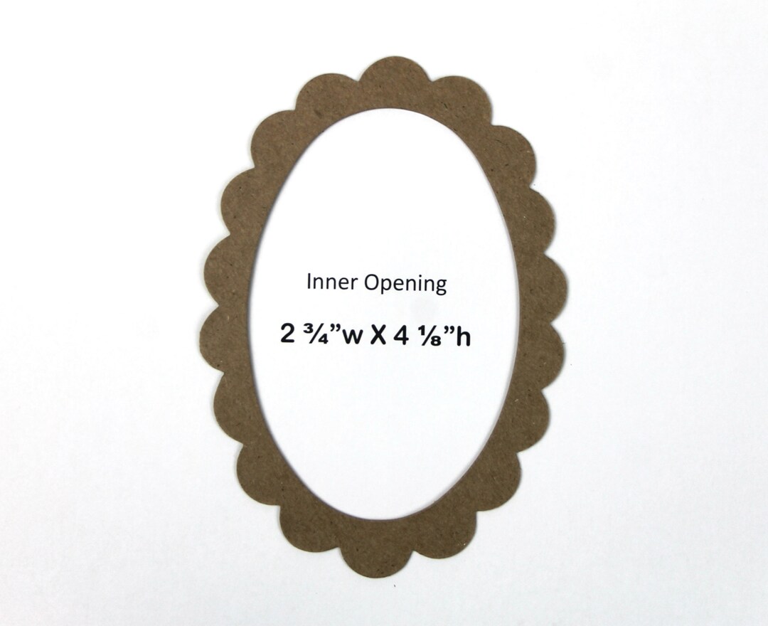 3 Long Oval Chipboard Frames - Bare Chipboard Photo Frames Scalloped ...