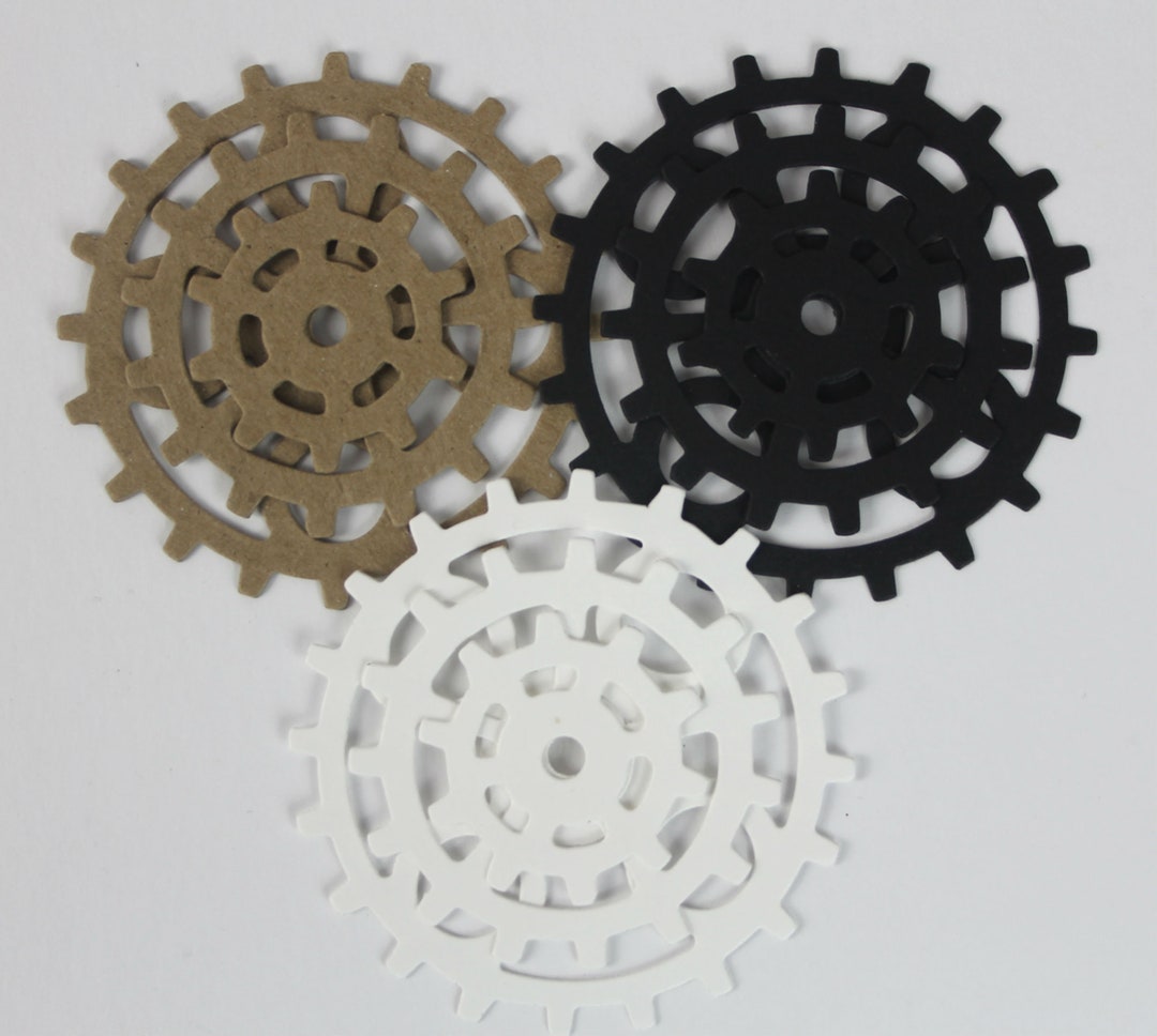 6 Cogs Gear Die Cuts in 3 Sizes - Choice of Paper or Chipboard ...
