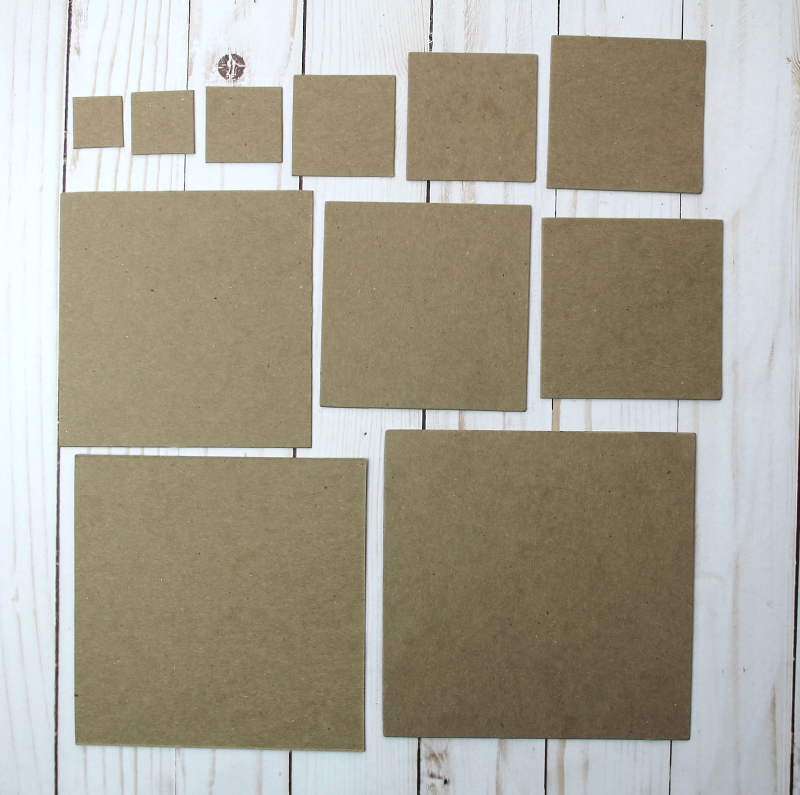50 Square Die Cuts - Brown Chipboard-cardboard Cut Outs [choose From 1 ...