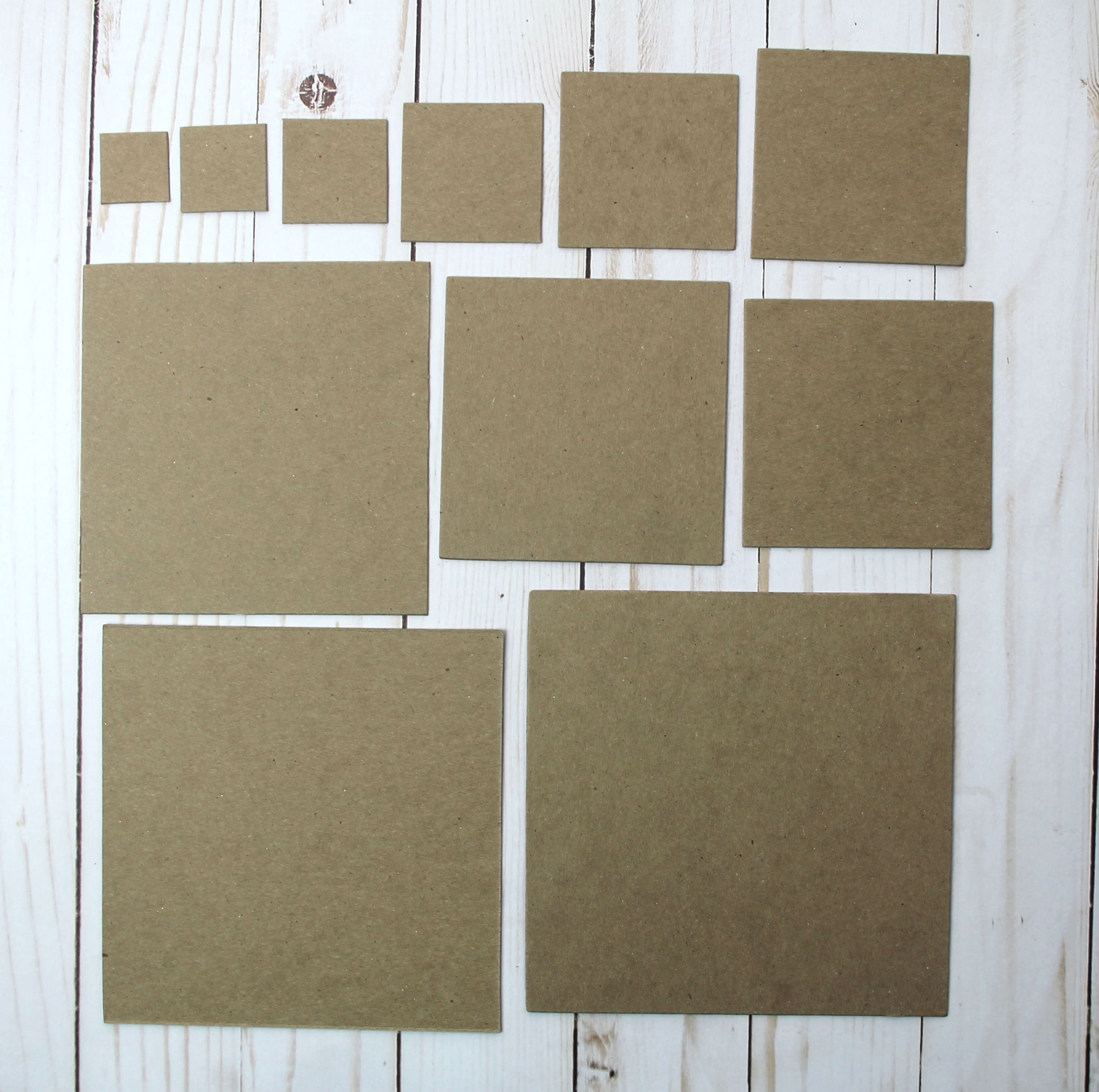 50 Square Die Cuts - Brown Chipboard-cardboard Cut Outs [choose From 1 ...