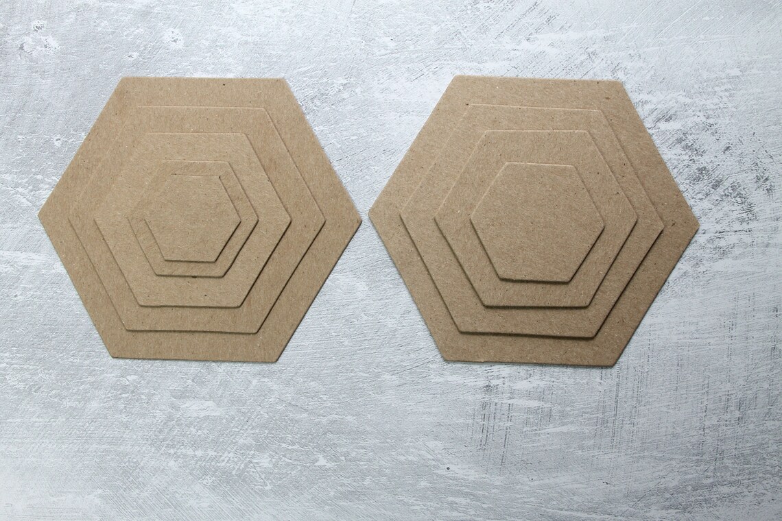 HEXAGONS Bare Chipboard Die Cuts [choose 3/4