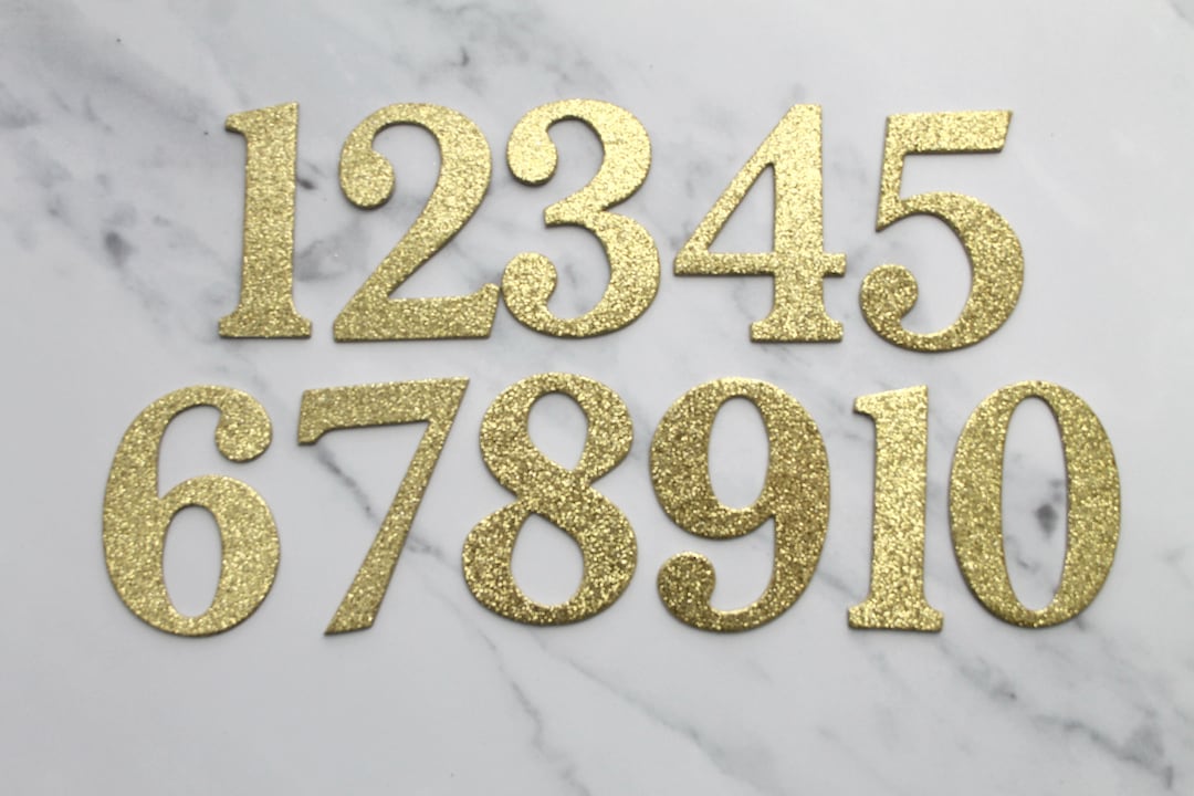 2 1/2" Glittered Wedding Table Numbers - Glittered Paper - Gold or ...