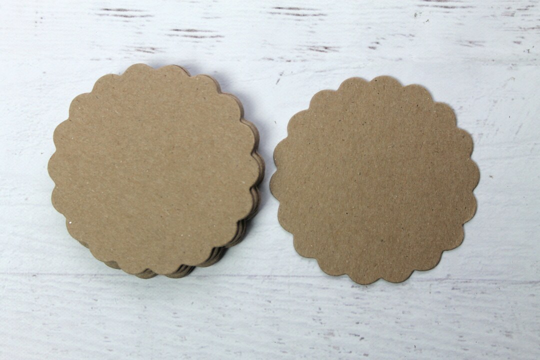 3 Scalloped Circles Cardboard Circle Die Cuts Bare Chipboard Die Cuts ...