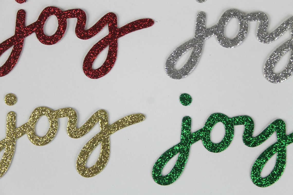 Glittered JOY Word Die Cut Script Joy Glitter Cardstock | Etsy