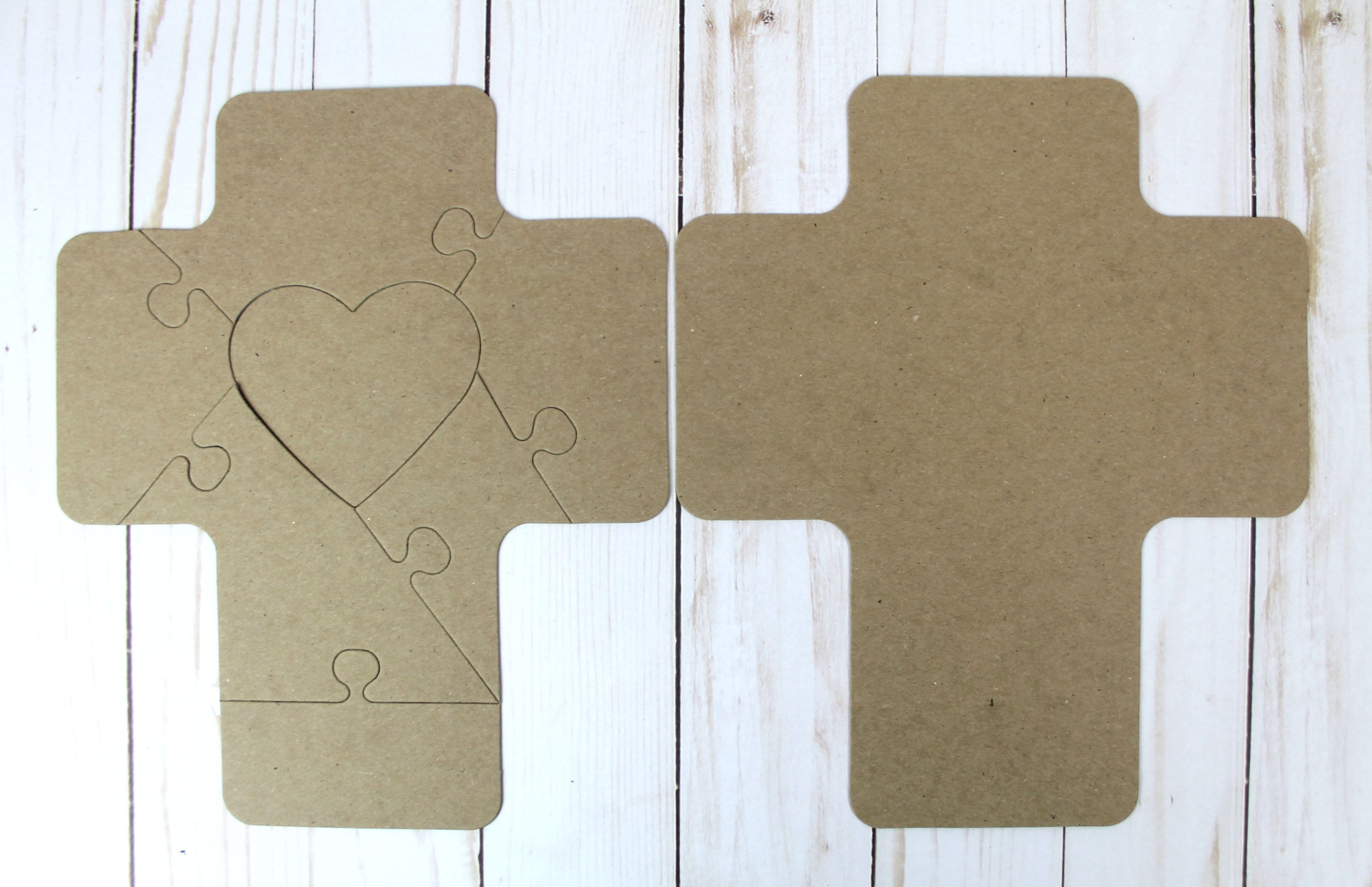 7 Piece Cross Shaped Jigsaw Puzzle W/heart Bare Chipboard Die Cuts ...