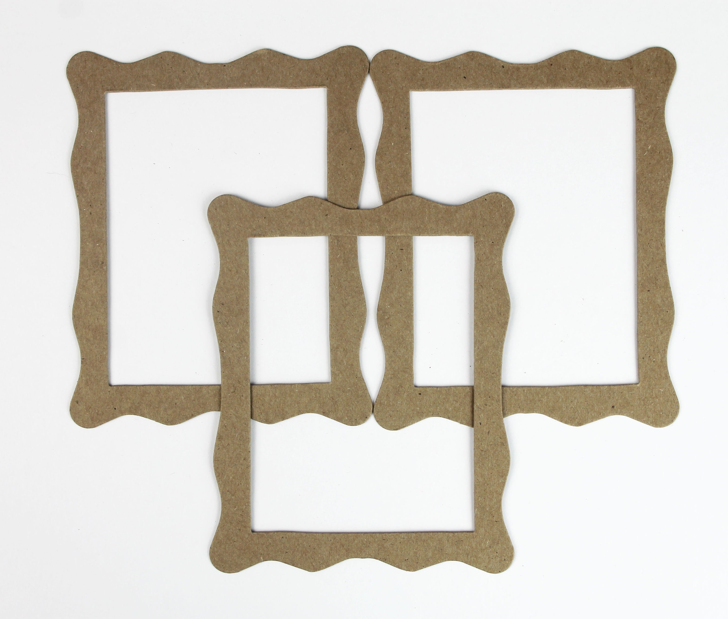 3 Wavy Rectangle Chipboard Frames - Scalloped Frame Die Cuts - 3 7/8" W ...