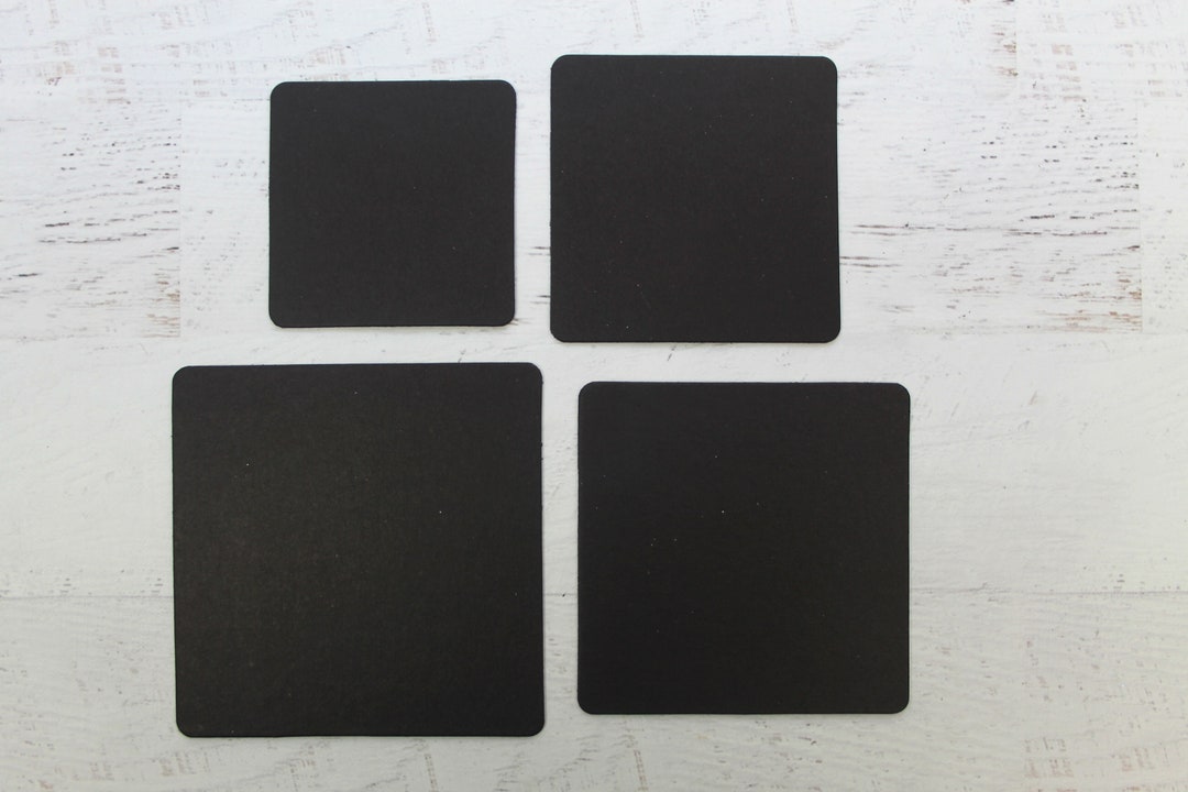 Chipboard Coaster Squares BLACK - Straight or Rounded Corners - 10 (or ...