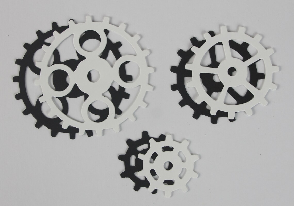 6 Cogs Gear Die Cuts in 3 Sizes - Choice of Paper or Chipboard ...