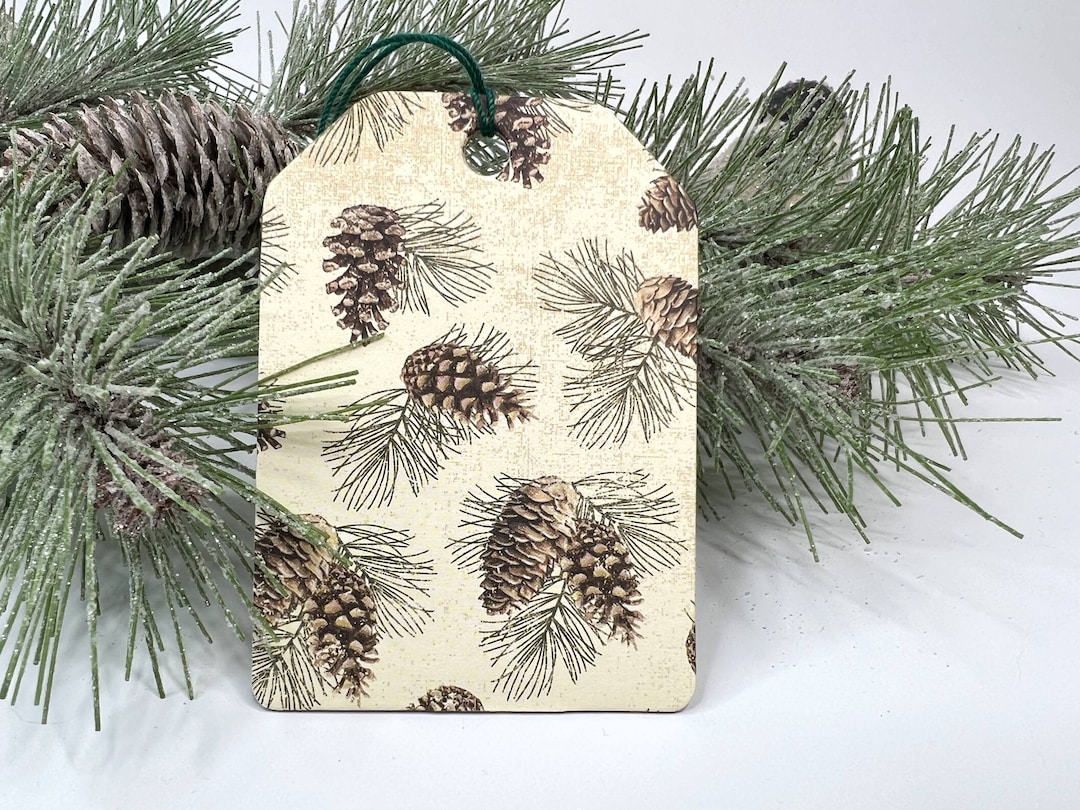 9 Pine Cone Tags Nature Gift Tags Pinecone & Branch Large Christmas ...