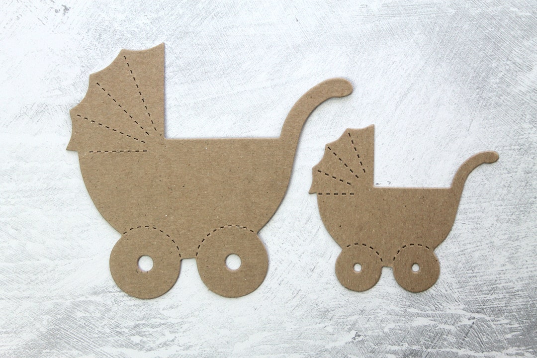 4 Baby Carriage Cut Outs - Pram Bare Chipboard Die Cuts [choice of 2 ...