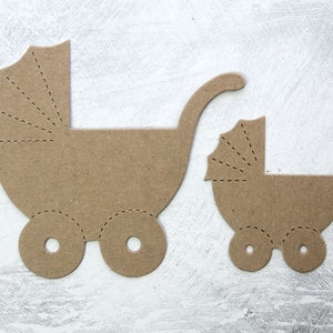 4 Baby Carriage Cut Outs - Pram Bare Chipboard Die Cuts [choice of 2 ...
