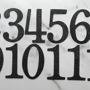 2" Black Glitter Numbers - Black Paper Numbers 1-12 - Seating Numbers ...