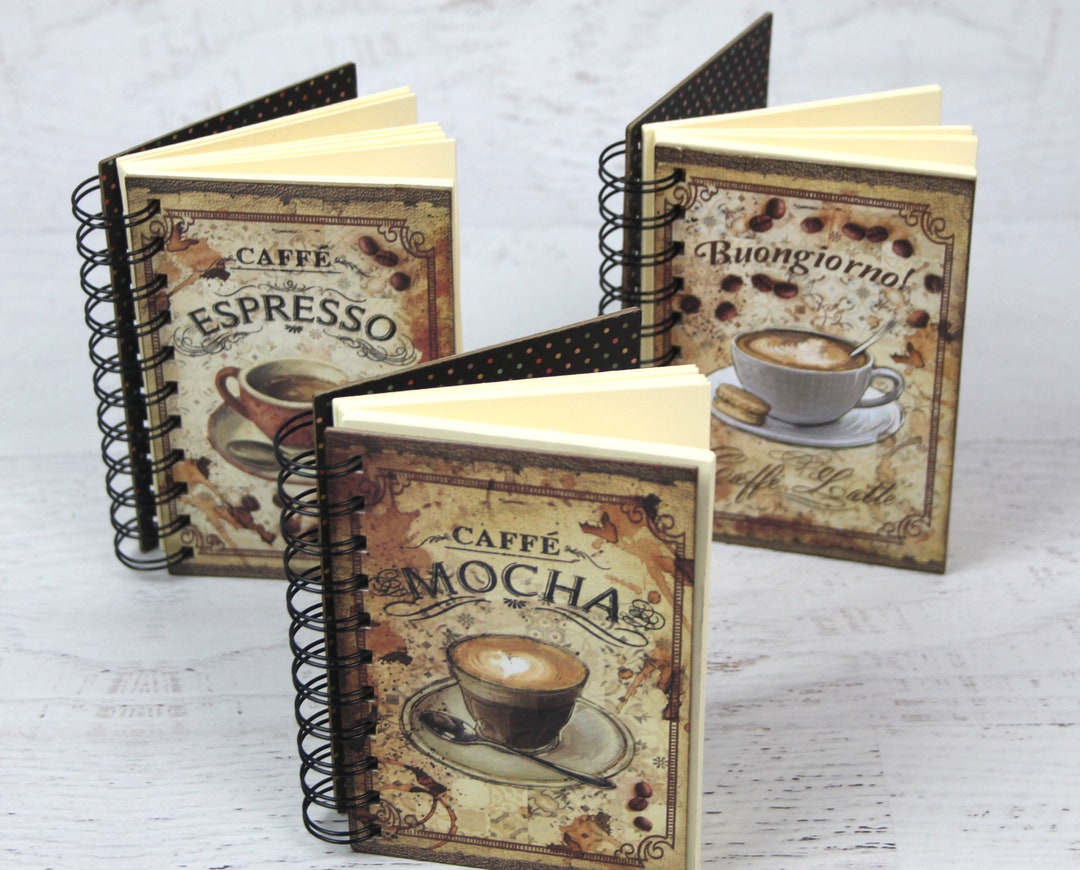 Mini Coffee Themed Album - Chipboard & Paper Coffee Scrapbook - 15 ...