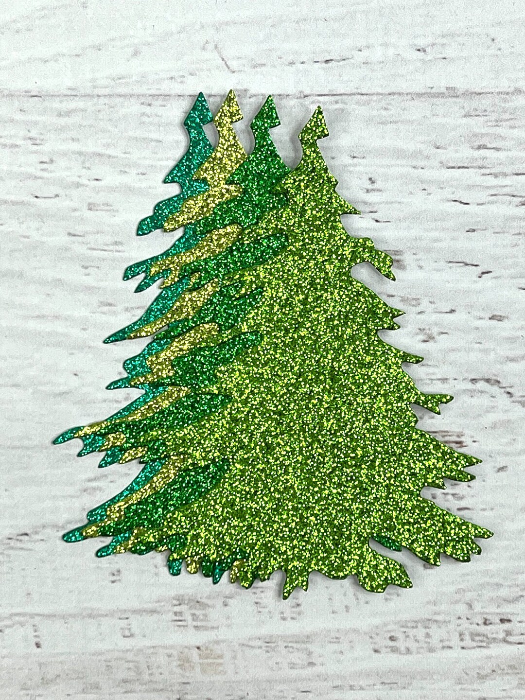 Green Glittered Evergreen Paper Tree Die Cuts - 4 Shades of Green ...