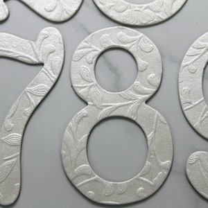 3" Pearl Embossed Table Numbers - Unique Number Set - Die Cut Numbers ...