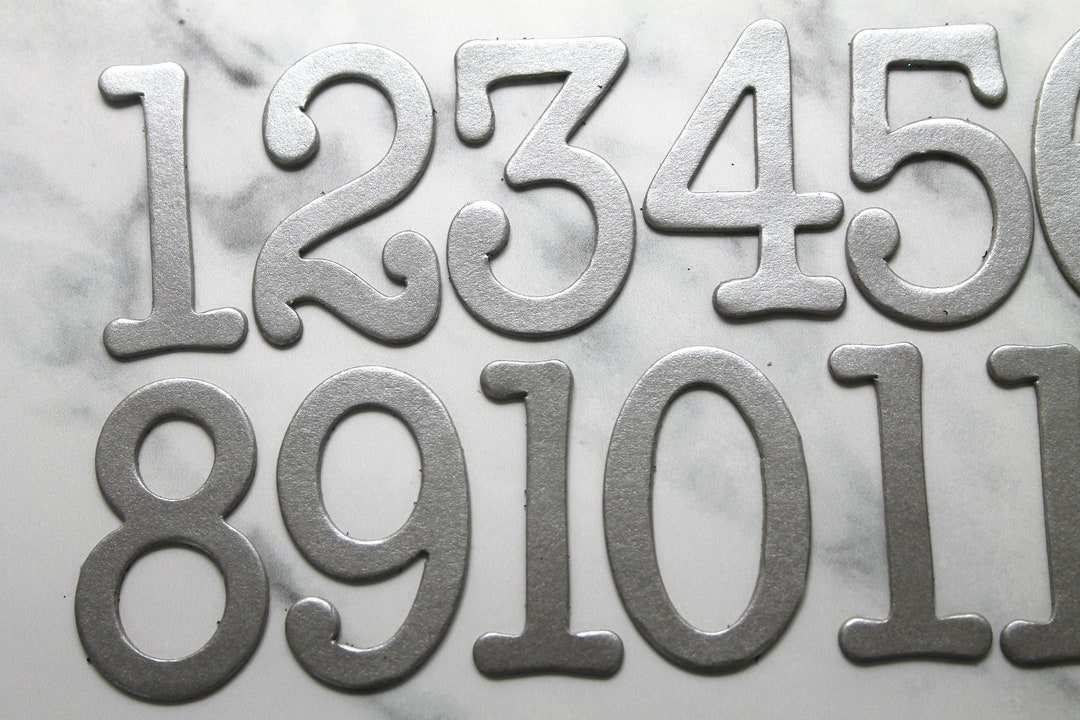 1 3/4" Platinum Numbers - Matte Grey Numbers 1-15 - Sticker Numbers ...