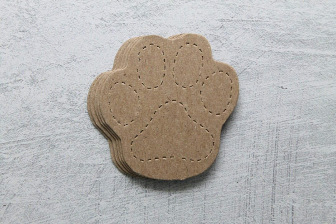 5 Paw Print Chipboard Die Cuts - Bare Chipboard Dog Animal Pawprint Die ...