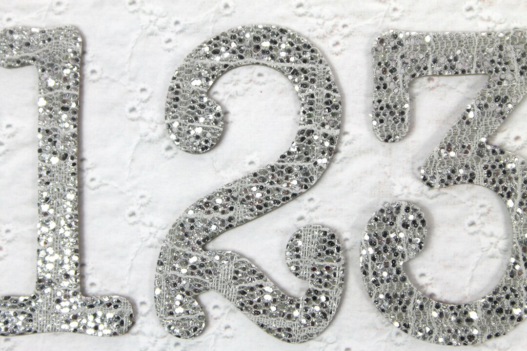 3" Silver Lace Glittered Table Numbers - Die Cut Numbers 1-12 ...