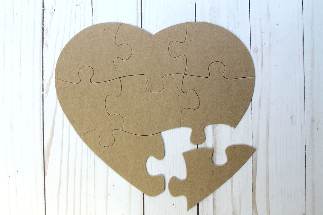 12 Extra Large 8 Piece Heart Shaped Jigsaw Puzzle - Bare Chipboard Die ...