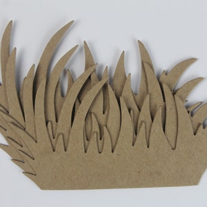 4 Grass Die Cuts - Bare Chipboard Grass Patch Die Cuts - 4 1/2" W X 2 3 ...