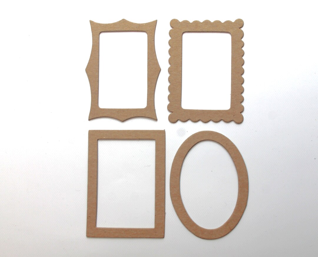 4 Mini Frame Die Cuts - Bare Chipboard Mini Frame Cut Outs [4 Styles to ...