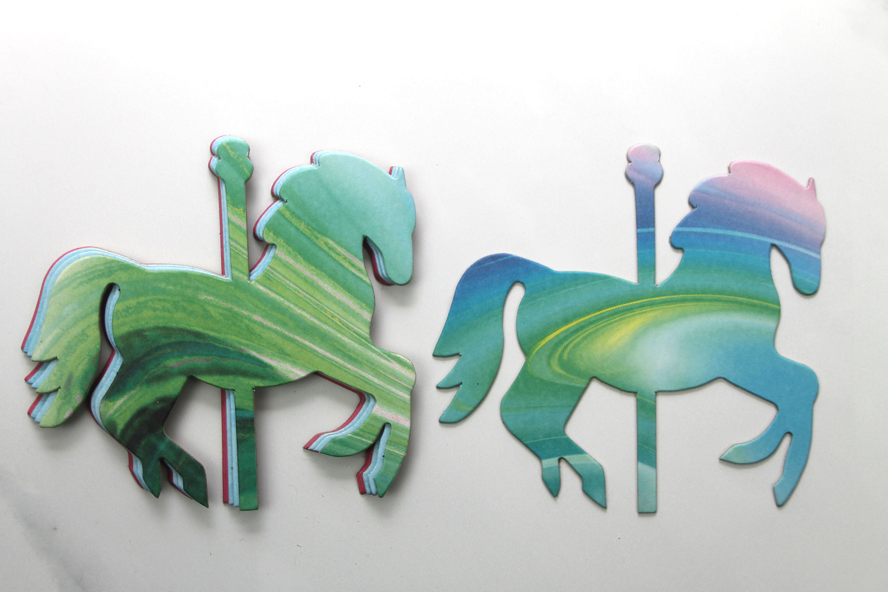 6 Carousel HORSES - Carousel Themed Party Decor - Blue, Pink, Green ...