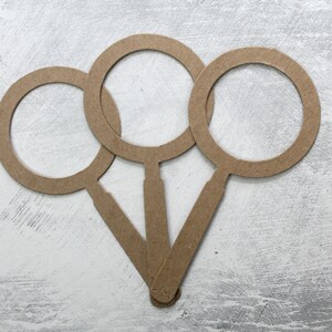 3 Magnifying Glass Die Cuts - Bare Chipboard Die Cuts - Spy Glass ...