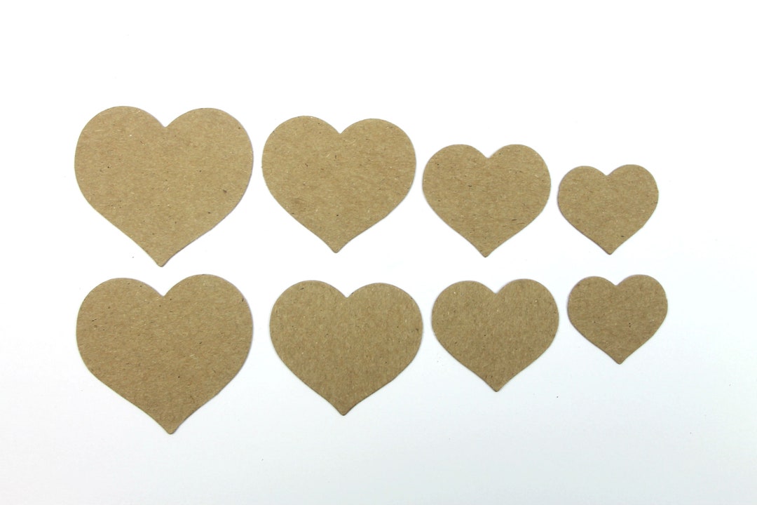 8 Graduated Heart Die Cuts - Bare Chipboard Heart Shapes...stack or Use ...