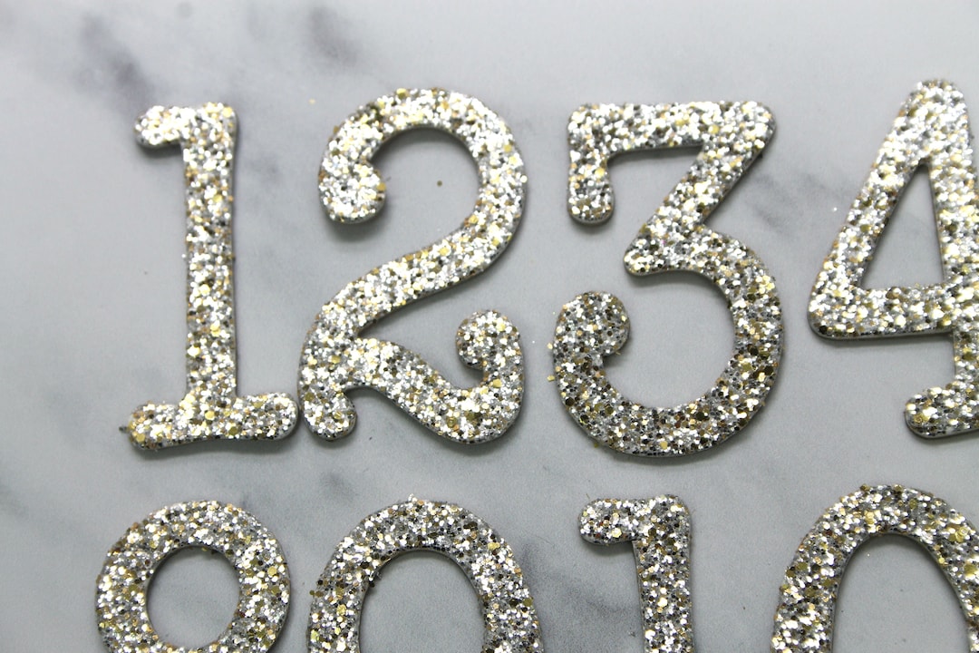 1 3/4" Silver & Gold Glitter Numbers || Table Numbers 1-12 || Paper ...