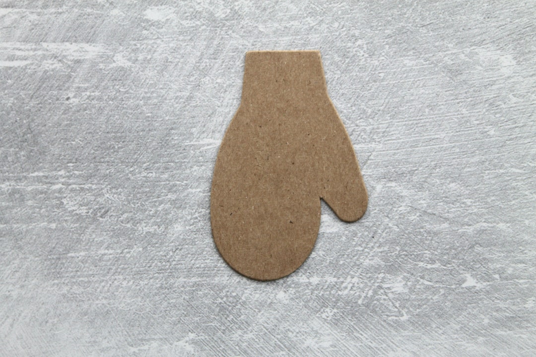 4 Single Mitten Die Cuts - Chipboard Winter Mitten - Small Plain Mitten ...