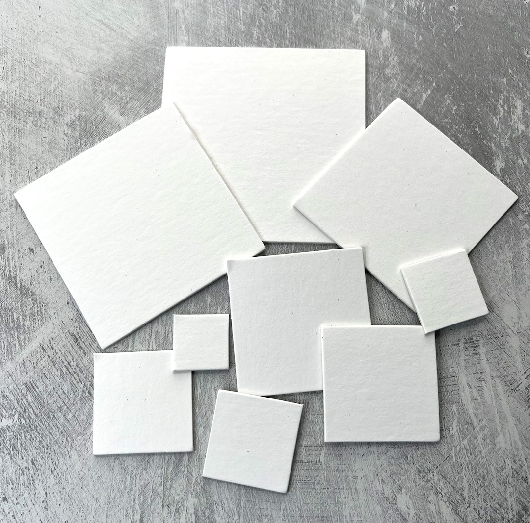 50 All White (or All Black) Cardboard Square Die Cuts Acid Free 1",1 1/ ...