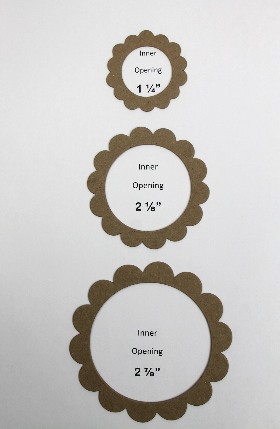 3 Scalloped Circle Frames - Bare Chipboard Scalloped Round Frame Die ...