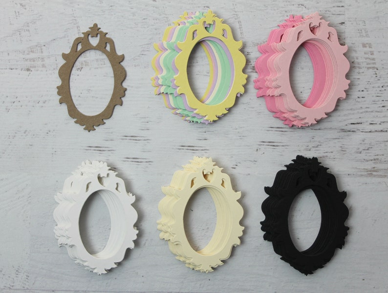 Mini ornate frames Oval frame die cuts Chipboard or Paper | Etsy