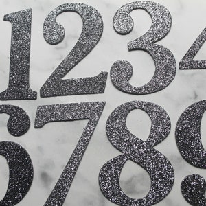 2 1/2" Charcoal Glitter Numbers - Table Numbers 1-20 - Glitter Paper ...