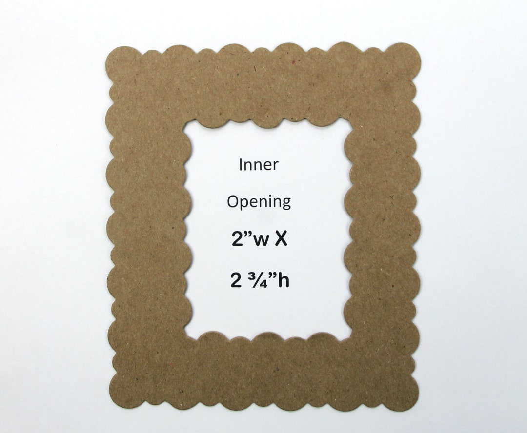 3 Frames Scalloped on Inner & Outer Edge - Bare Chipboard Photo Frame ...