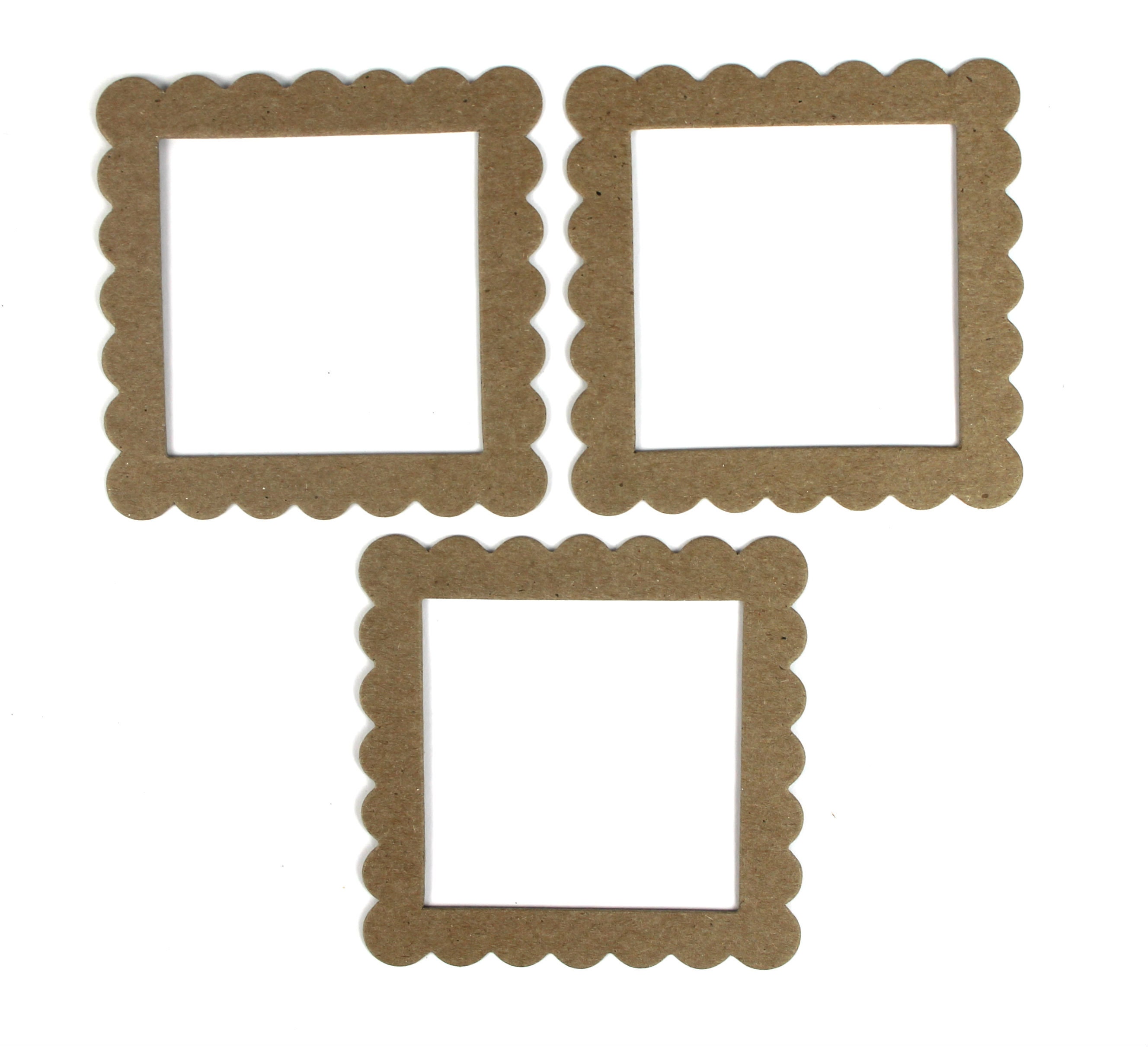 3 Scalloped Square Frames 2 1/2 Opening Bare Chipboard - Etsy