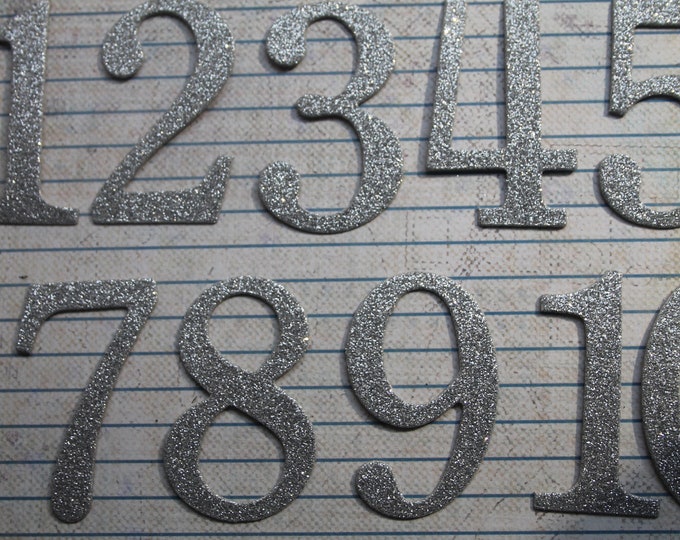 Numbers 1-12 Silver Glittered 2 Inch Tall SERIF Numbers Great - Etsy