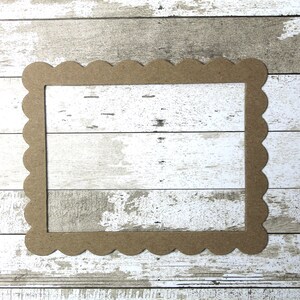 3 Scalloped Rectangle Frames - Bare Chipboard Photo Frame Die Cuts 3 3/ ...