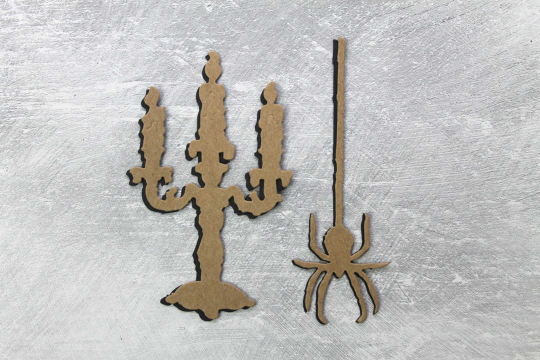 2 Gothic Candelabras - Candle and 2 Spider Halloween Embellishments ...