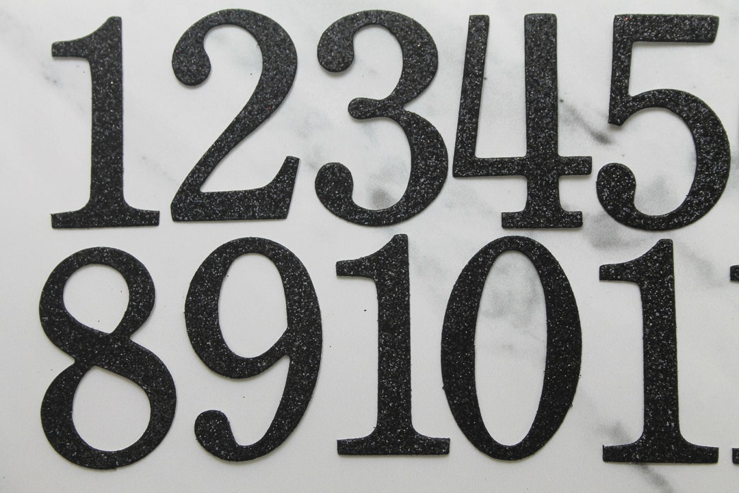 2" Black Glitter Numbers - Black Paper Numbers 1-12 - Seating Numbers ...