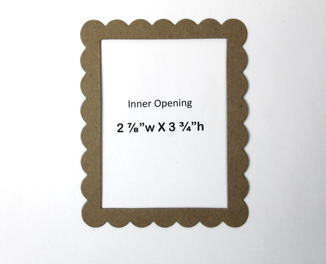 3 Scalloped Rectangle Frames - Bare Chipboard Photo Frame Die Cuts 3 3/ ...