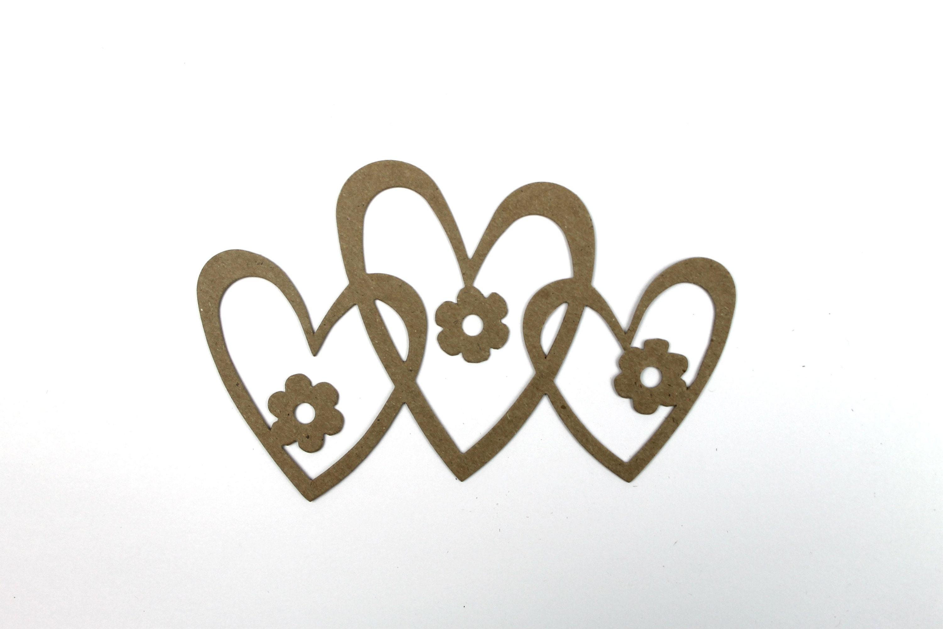 3 Linked Hearts Interlocking Hearts with flowers bare | Etsy