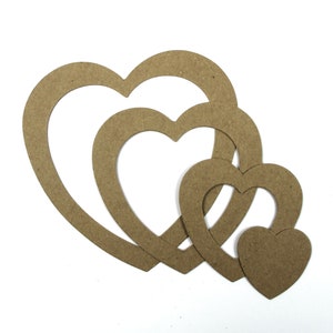 4 Piece Nesting Heart Frame-die Cuts - Graduated Heart Shaped Chipboard ...