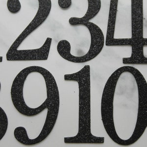 2" Black Glitter Numbers - Black Paper Numbers 1-12 - Seating Numbers ...