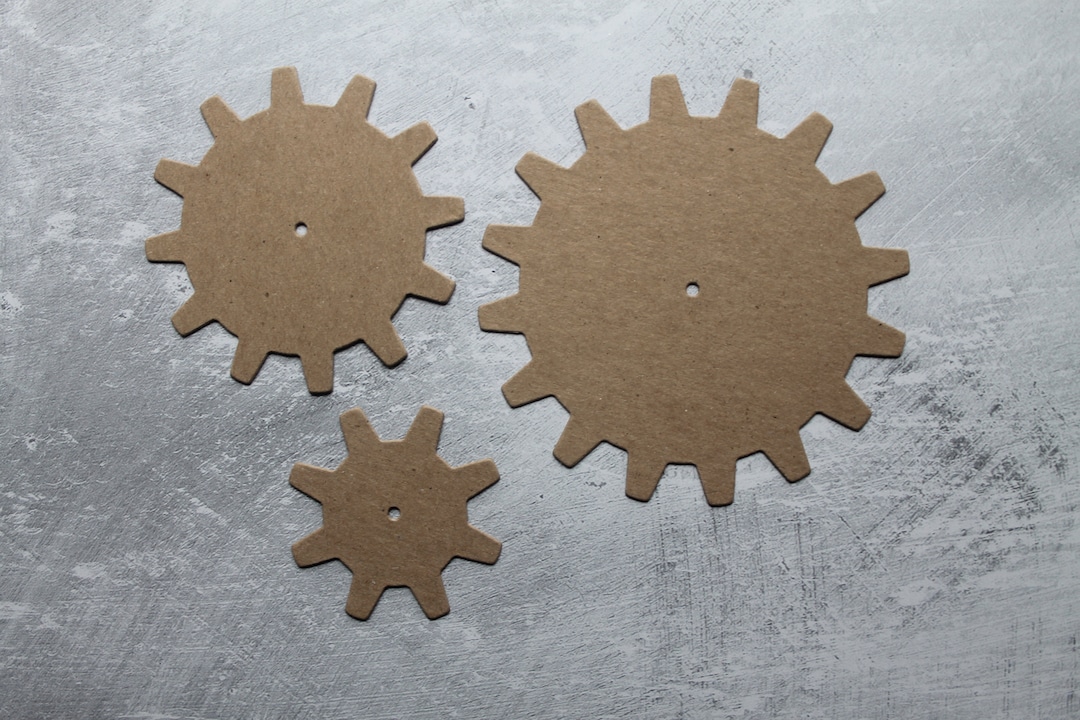 3 Cogs - Bare Chipboard Die Cuts Larger Gear Die Cuts 3 Sizes 2 1/2", 3 ...