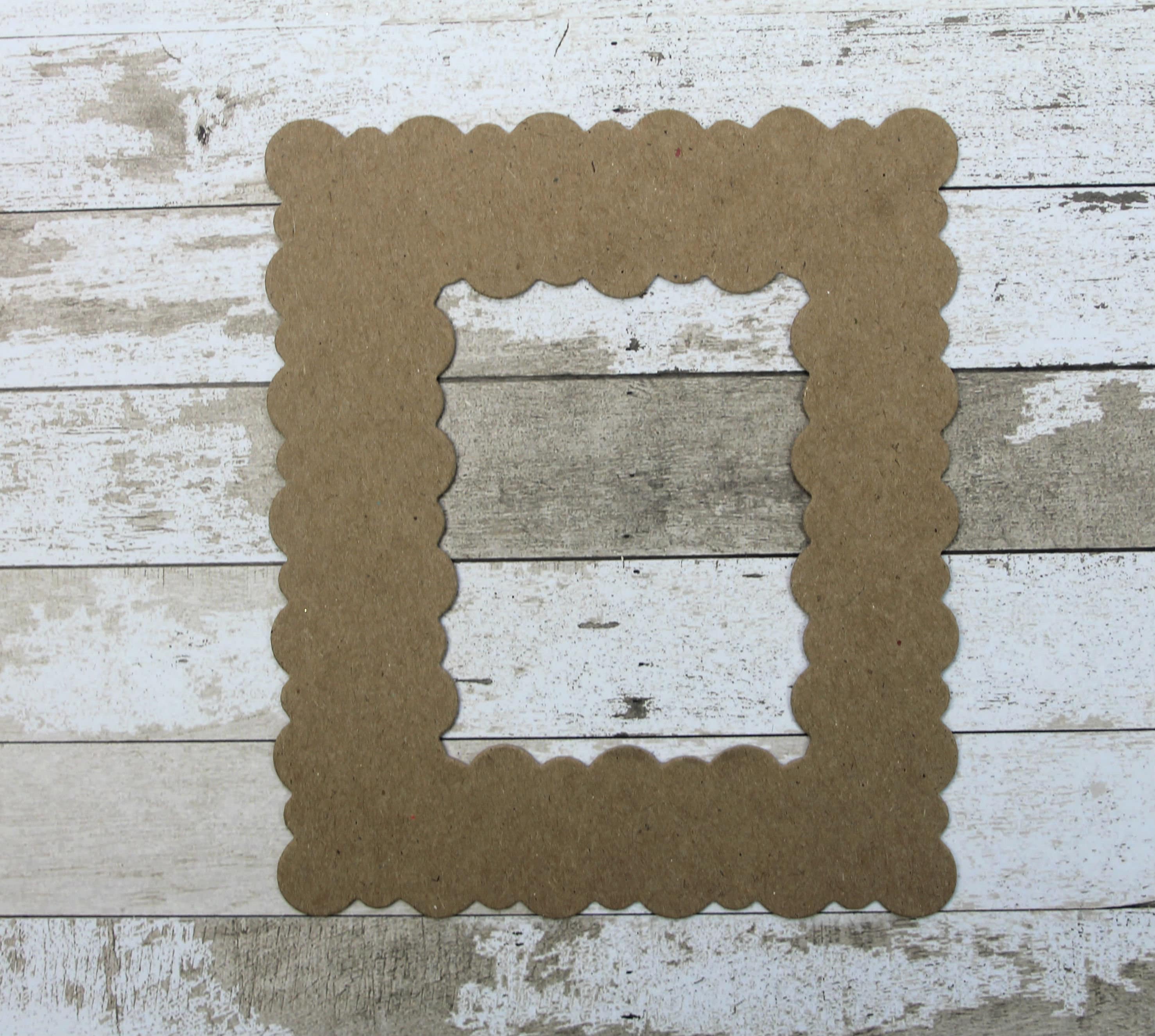 3 Frames Scalloped on Inner & Outer Edge - Bare Chipboard Photo Frame ...